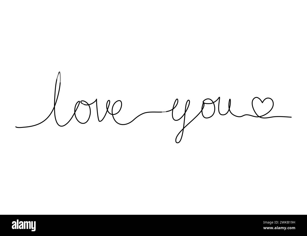 Phrase LOVE YOU one line drawing vector illustration Stock Vector Image ...