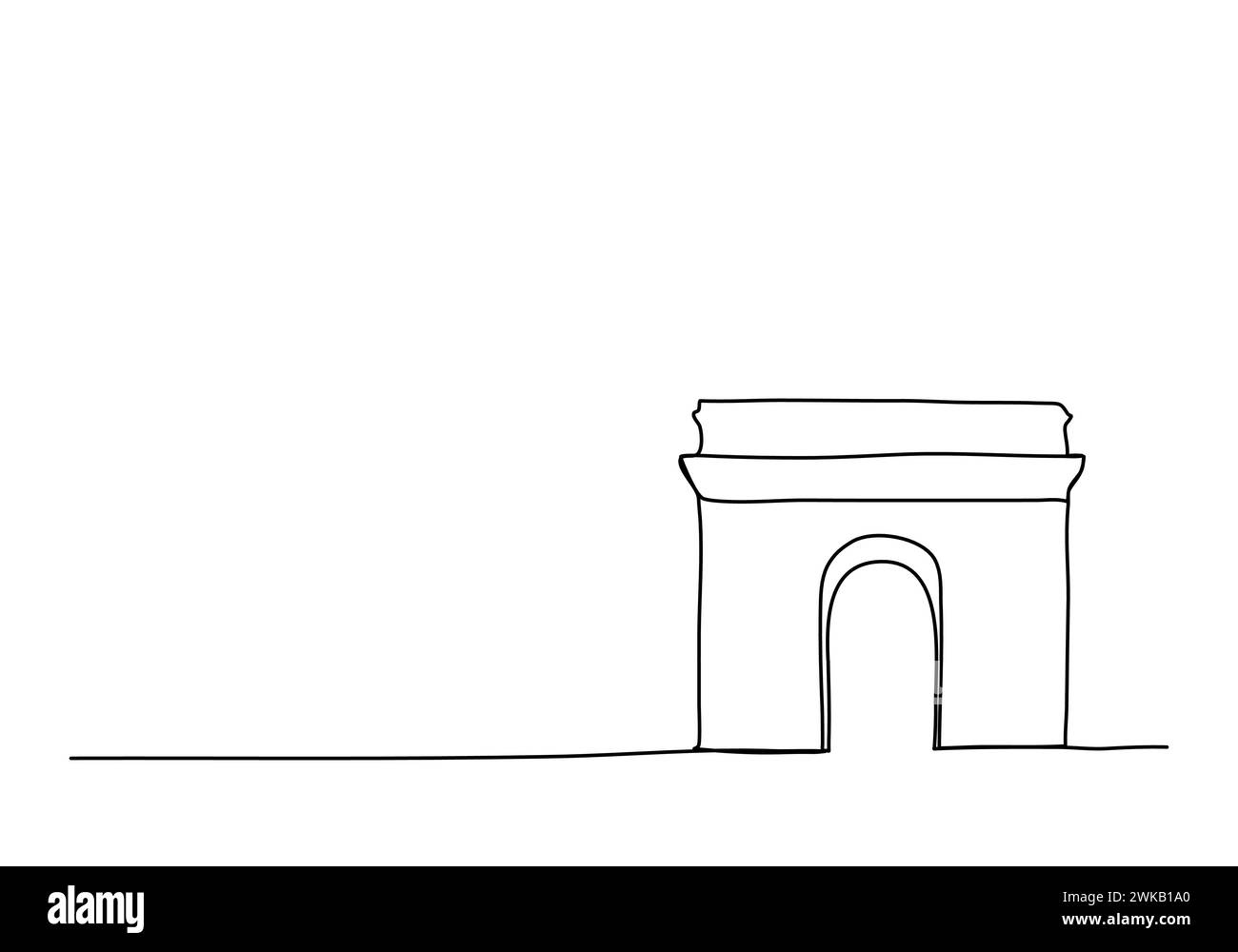 Triumphal Arch in Paris one line drawing vector illustration Stock ...