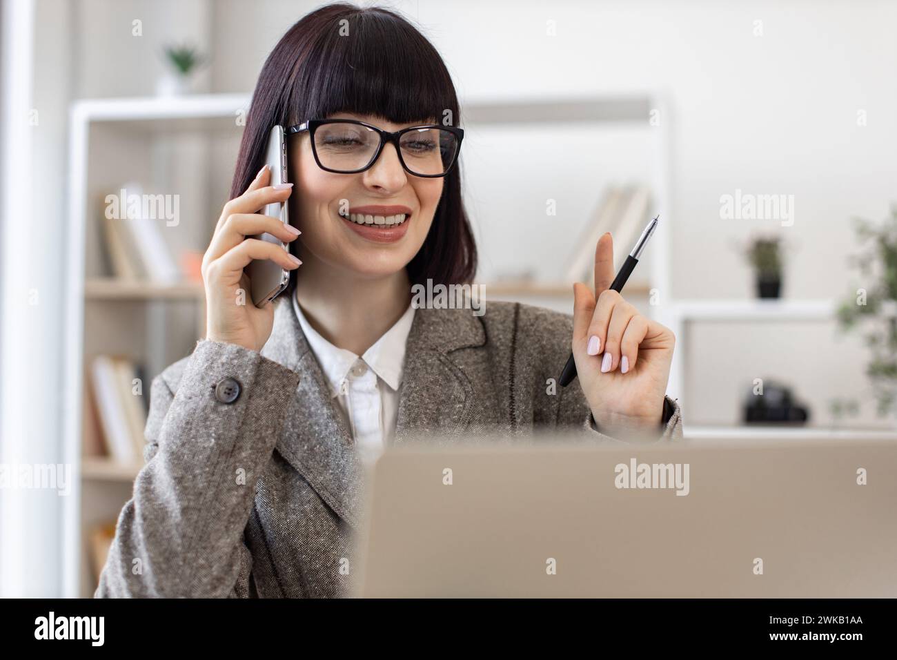 Female employee coming up office hi-res stock photography and images ...
