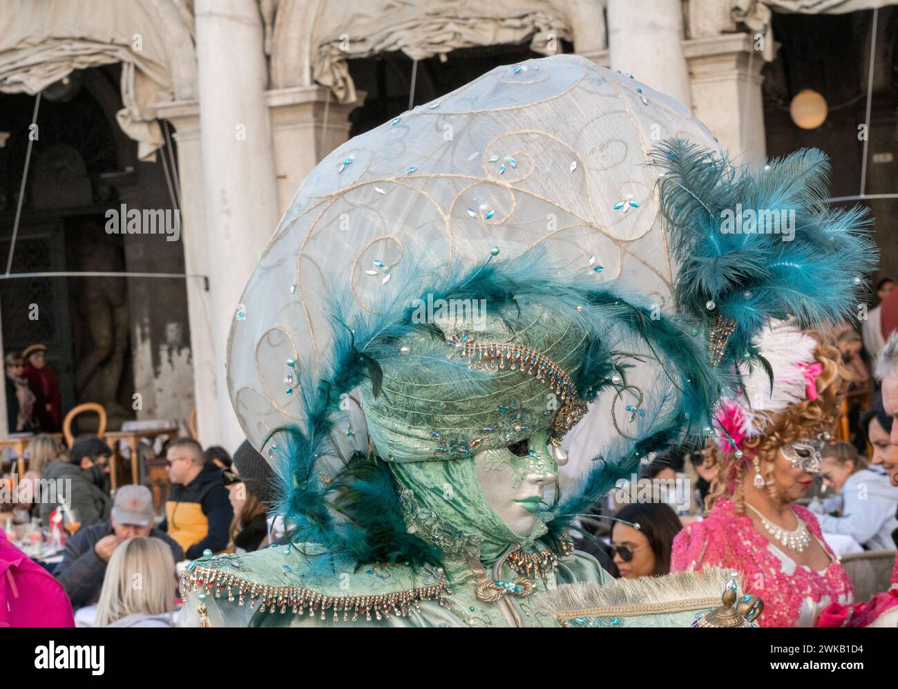Venice, Italy - February 13th, 2024: Sunny day at the Venice carnival ...