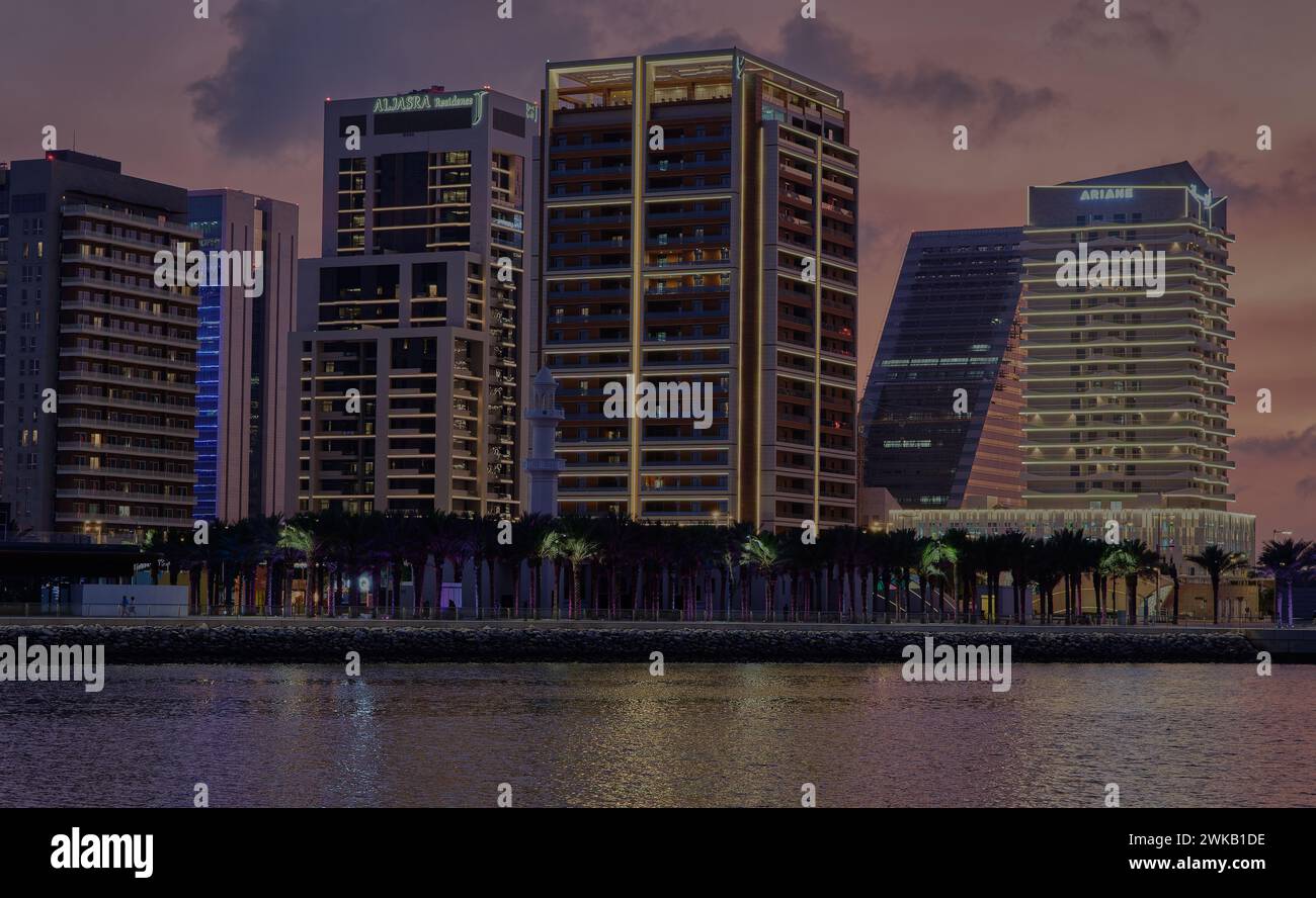 Lusail skyline in Lusail city, Qatar night view from Lusail Winter ...