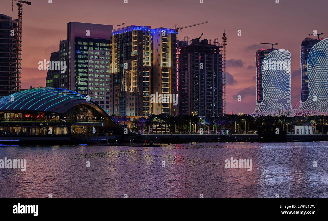 Lusail skyline in Lusail city, Qatar night view from Lusail Winter ...