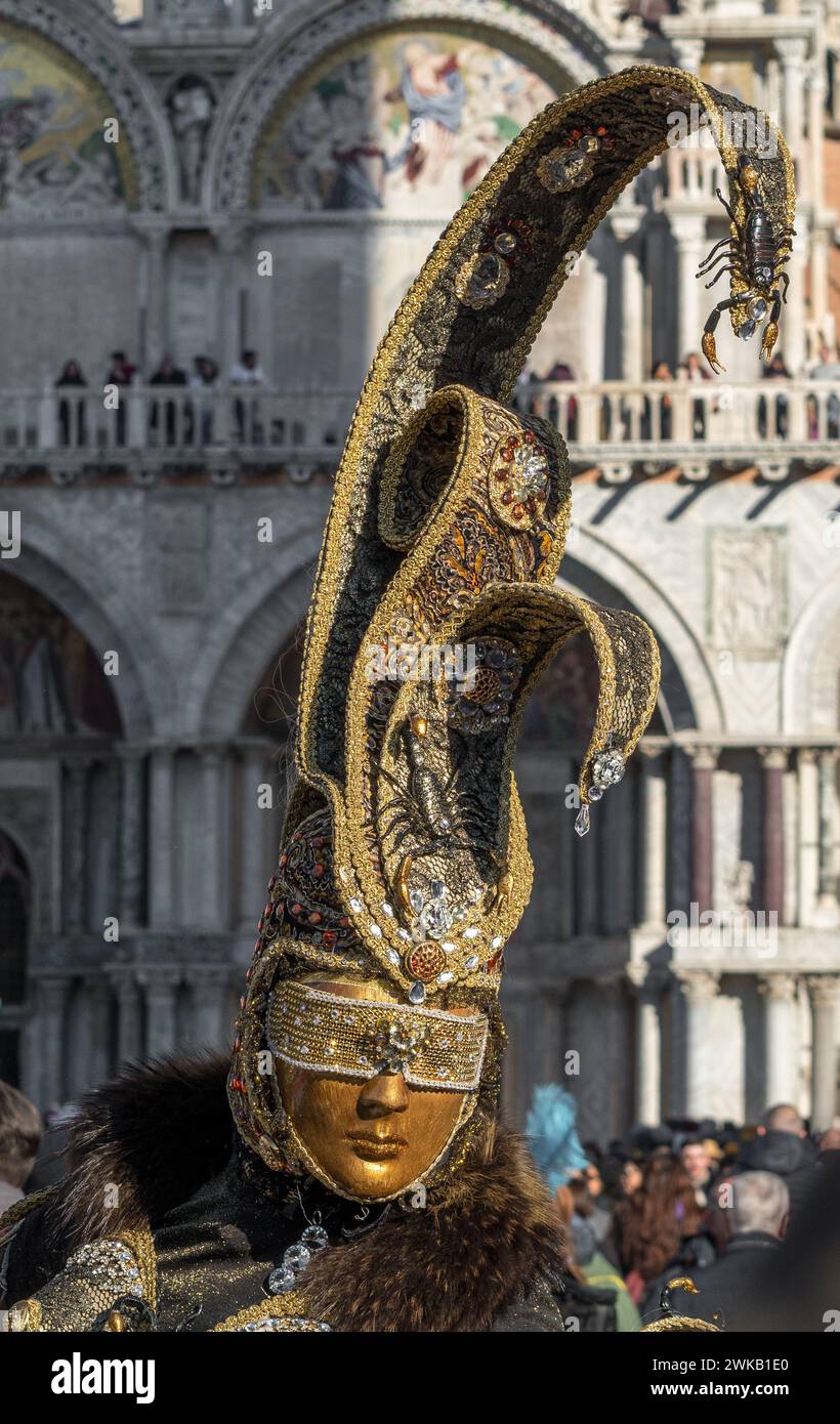 Venice, Italy - February 13th, 2024: Sunny day at the Venice carnival ...