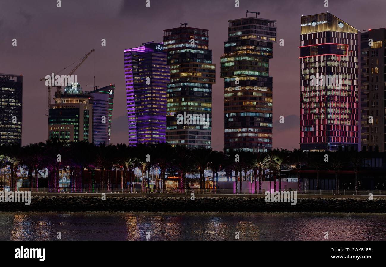 Lusail skyline in Lusail city, Qatar night view from Lusail Winter ...
