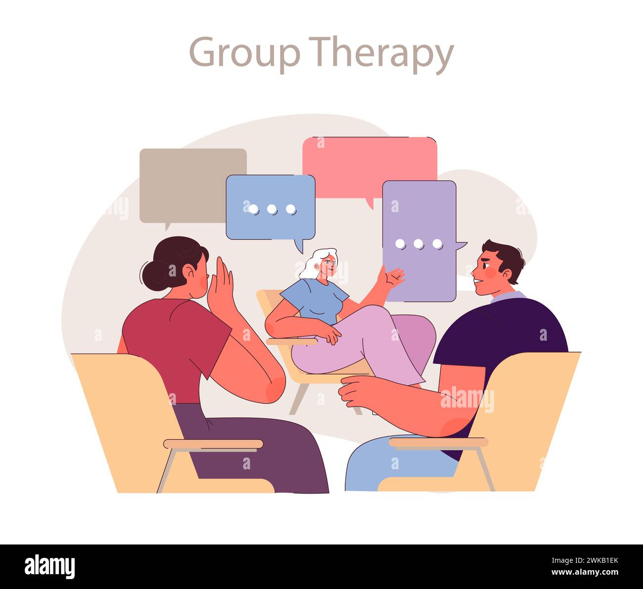 Group therapy concept. Depiction of shared healing through collective ...