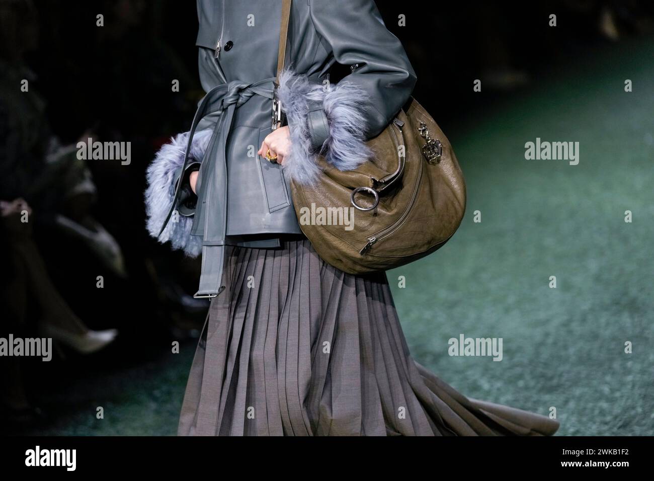 A model wears a creation for the Burberry Winter 2024 fashion show on ...