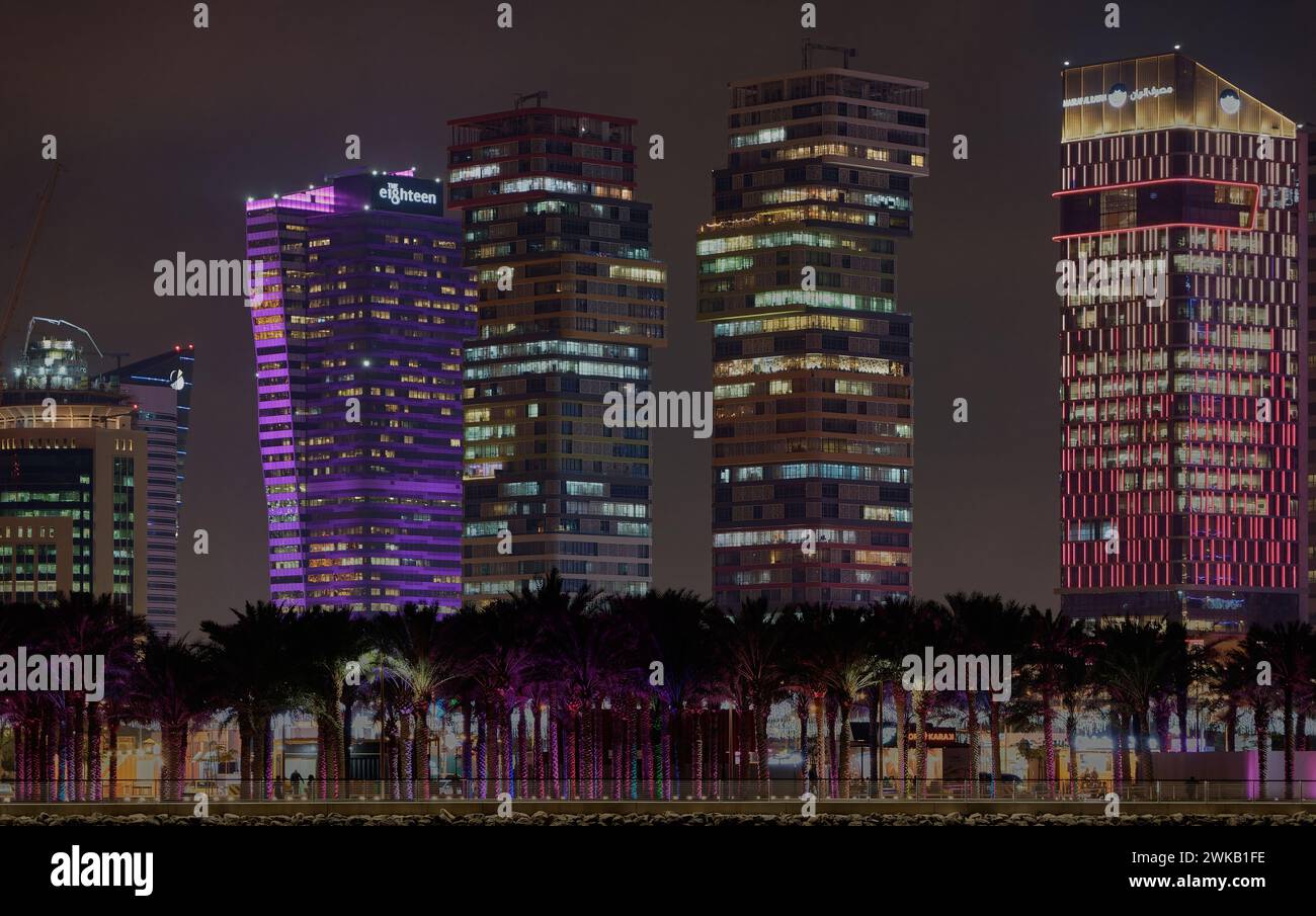 Lusail skyline in Lusail city, Qatar night view from Lusail Winter ...