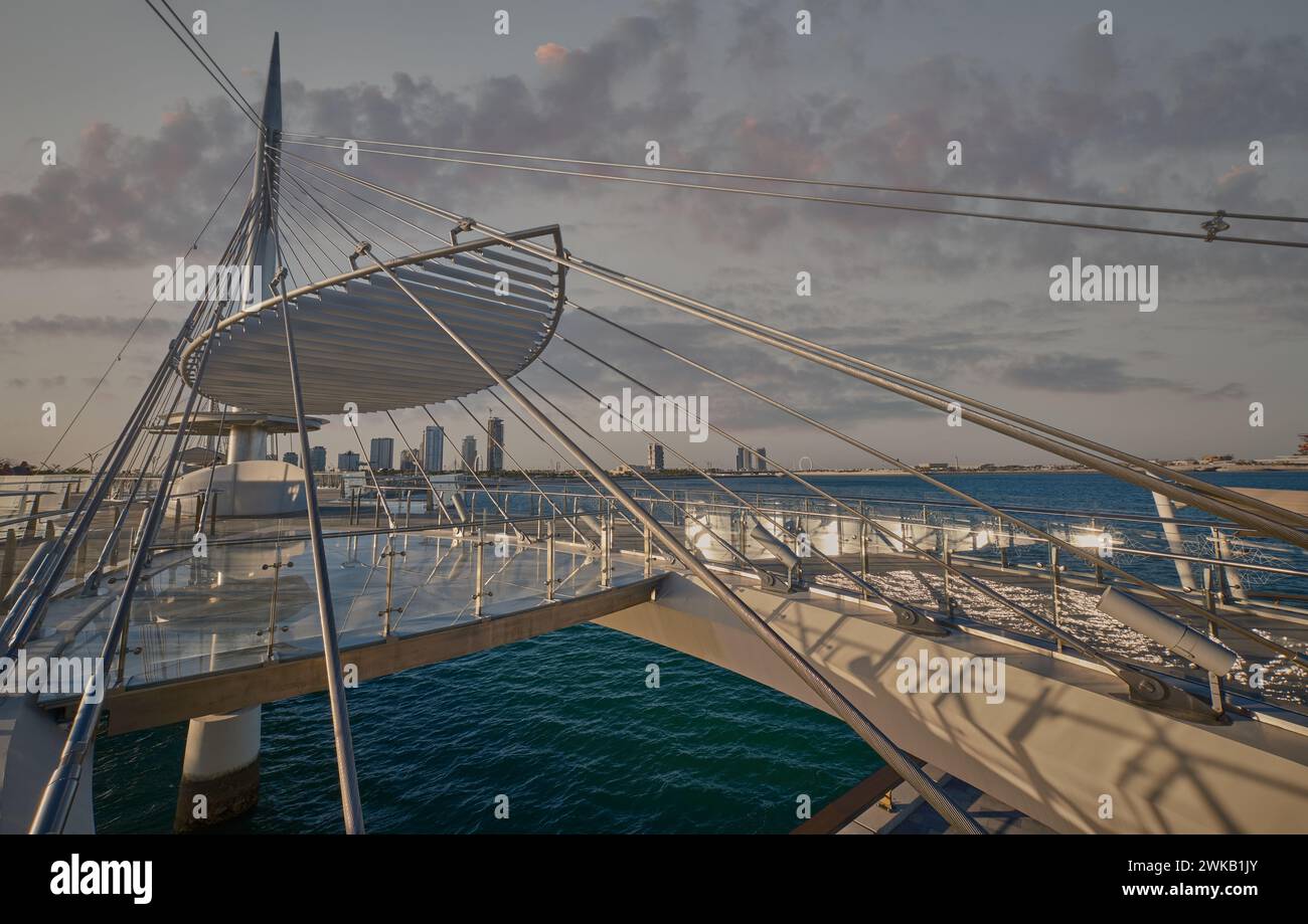 The Lusail Pedestrian Bridges o the Glass Bridge of Lusail, in Lusail, Qatar is a suspension ...
