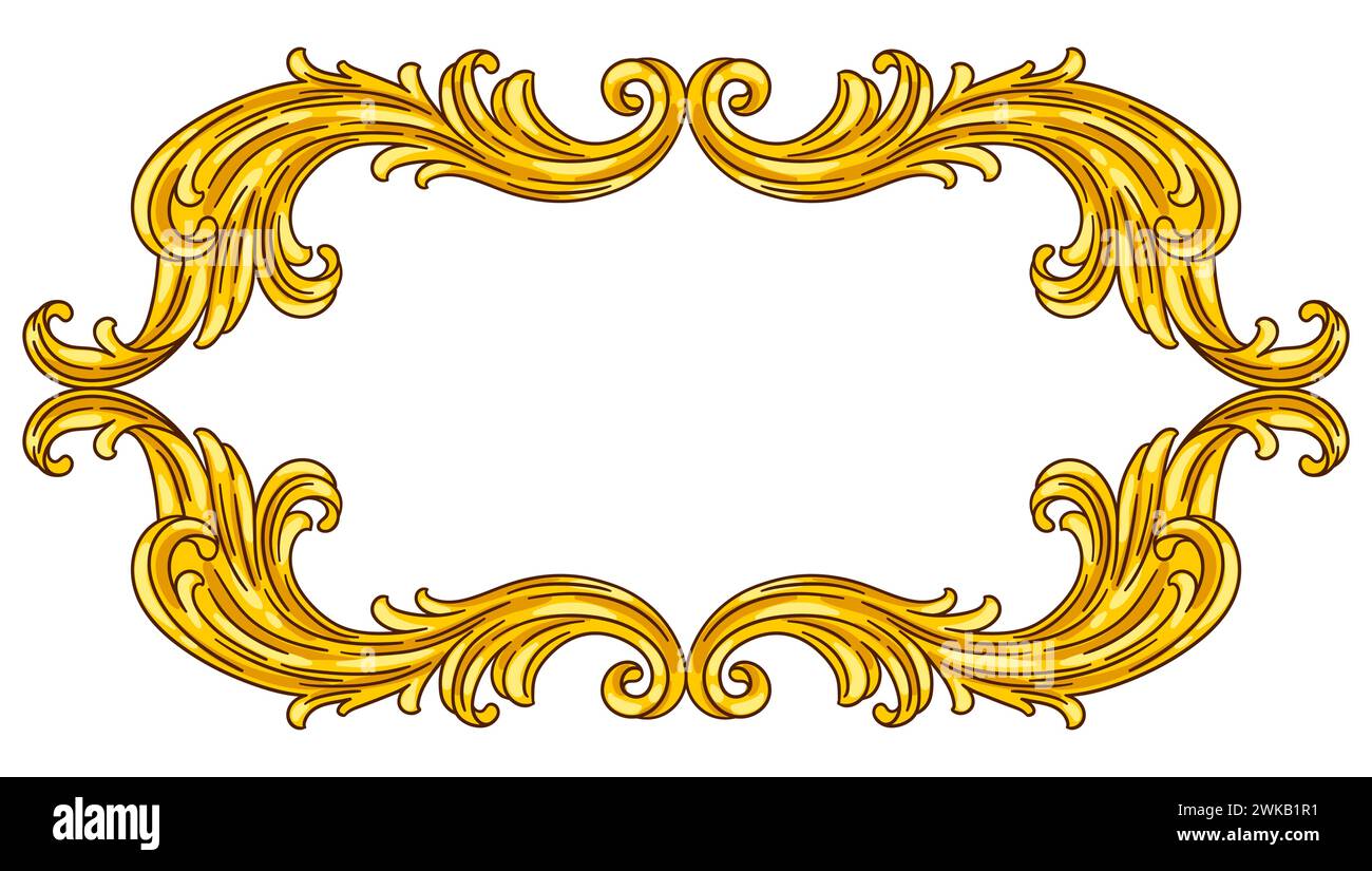 Floral frame in baroque style. Decorative curling plant Stock Vector ...