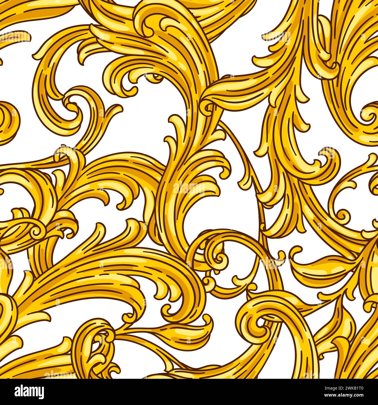 Floral pattern in baroque style. Decorative curling plant Stock Vector ...