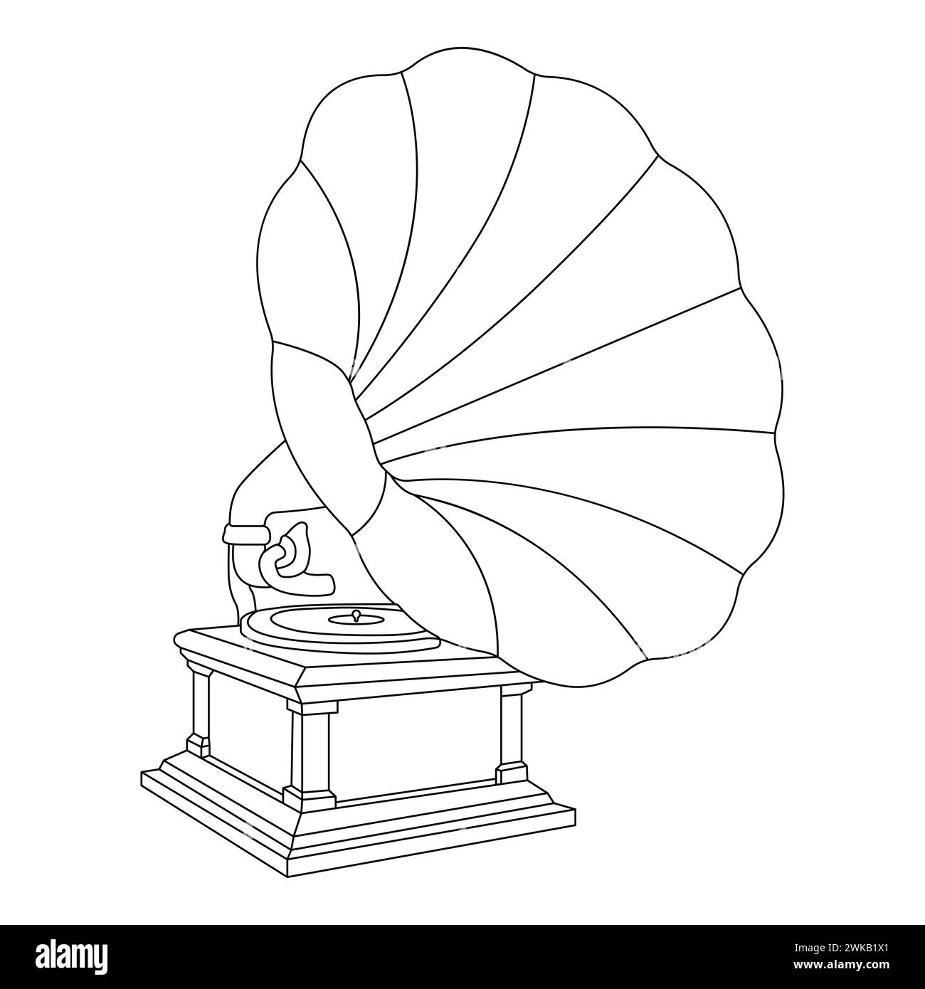 Gramophone vector linear icon. Vintage record player icon. Vinyl music ...