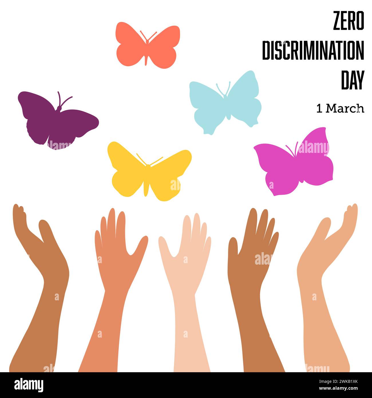 Zero discrimination day, March 1st. Concept of equal rights for people ...