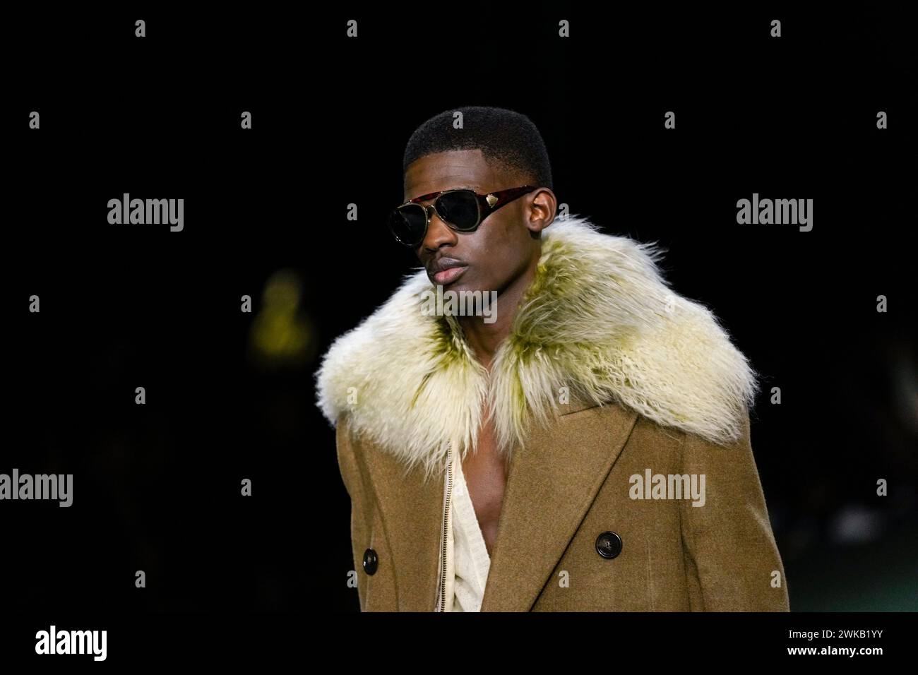 A model wears a creation for the Burberry Winter 2024 fashion show on ...