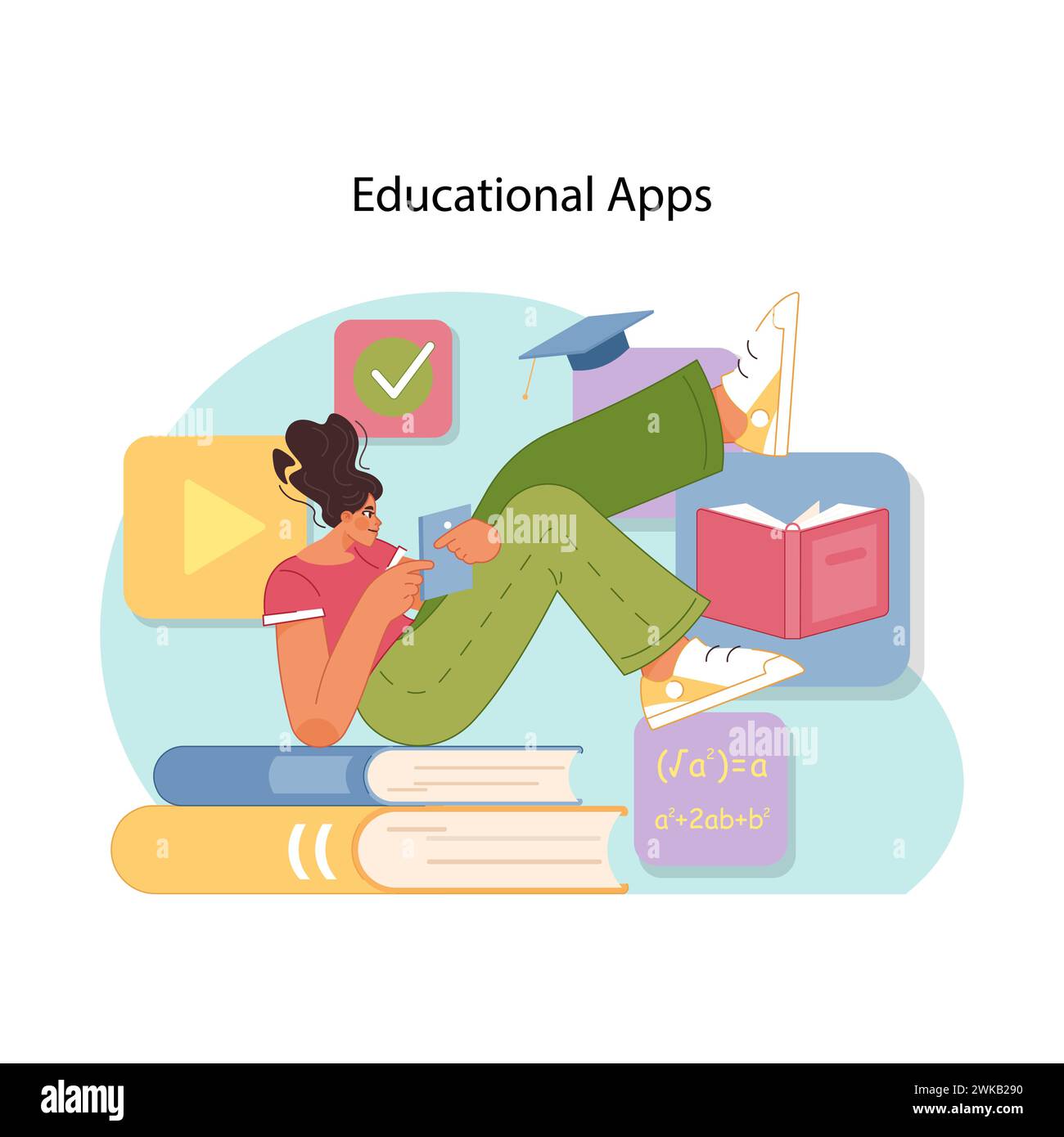 App based learning. Student engages with interactive educational apps ...