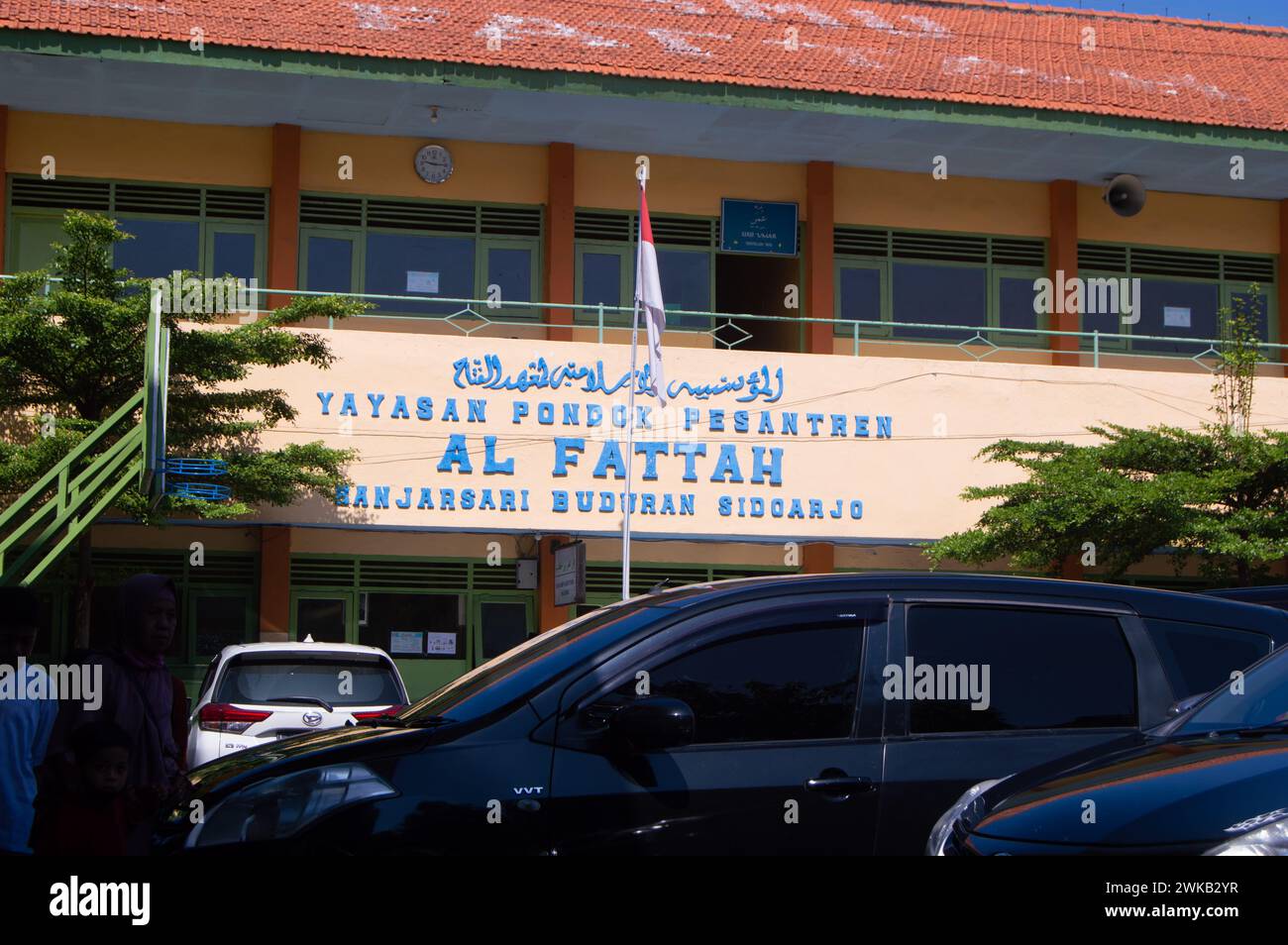 view of the parking lot in the Al Fattah Islamic Boarding School yard ...