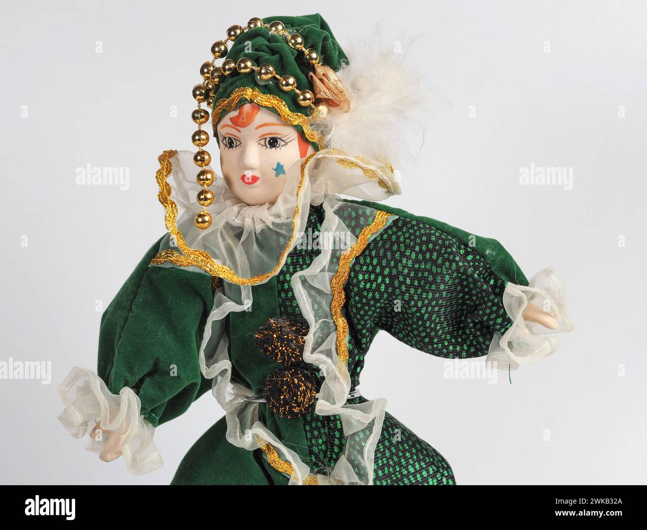 Porcelain Italian doll depicting the hero of the Commedia Del Arte in a ...