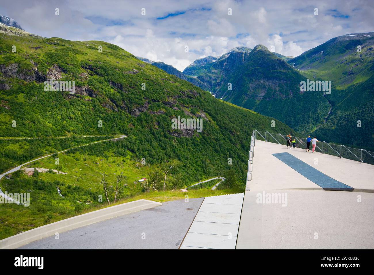 Viewing platform over mountain pass full of hairpin bends ...