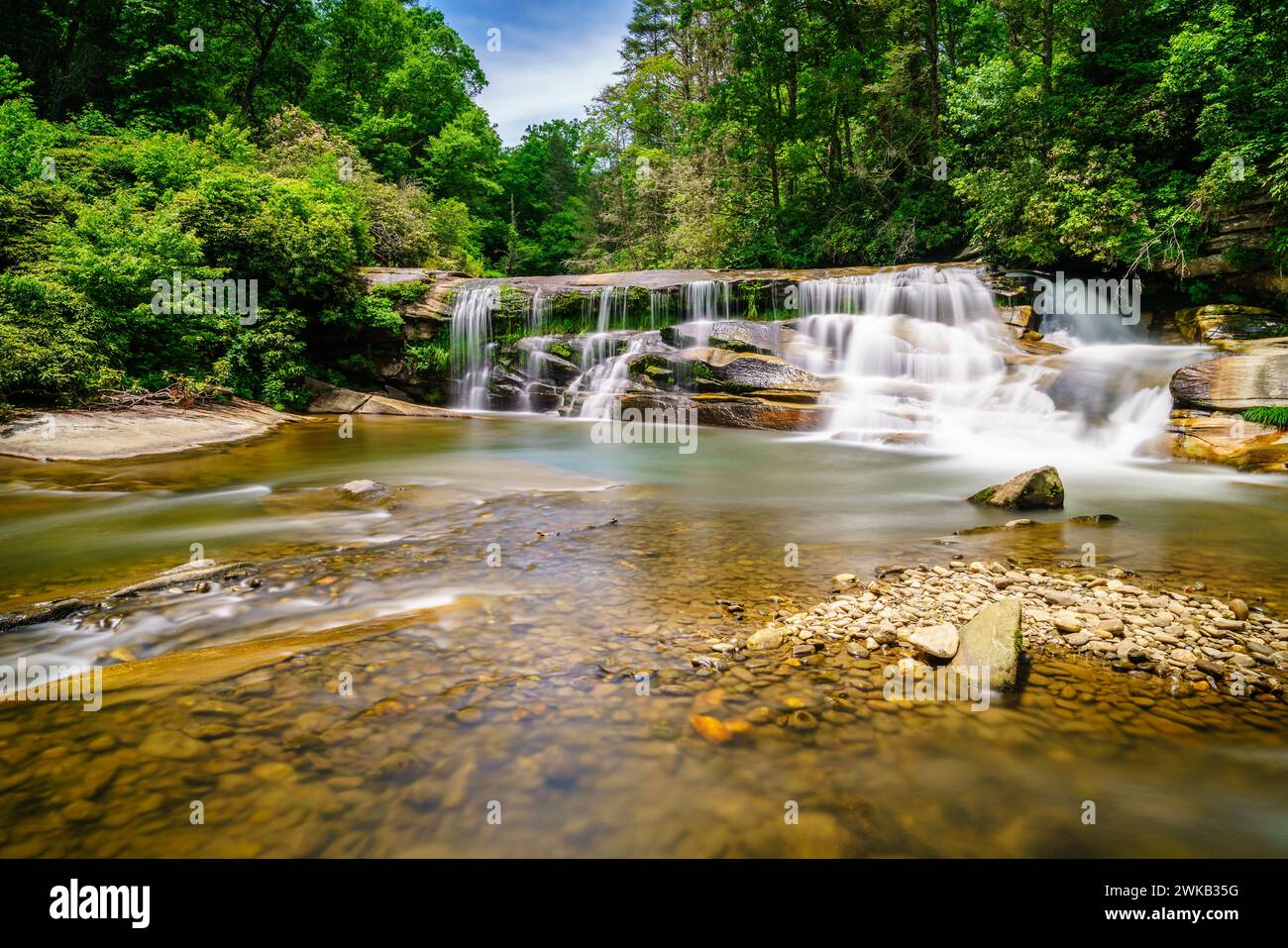 Long exposure image of Living Waters waterfall in North Carolina Stock ...
