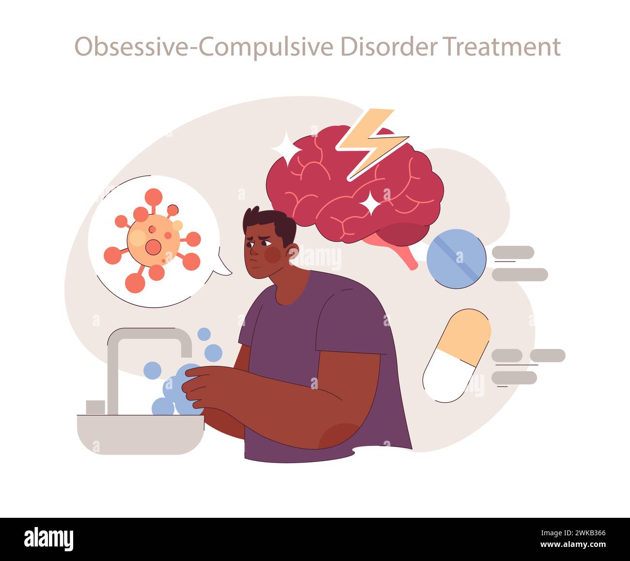 Obsessive-Compulsive Disorder Treatment concept. Addressing anxiety ...