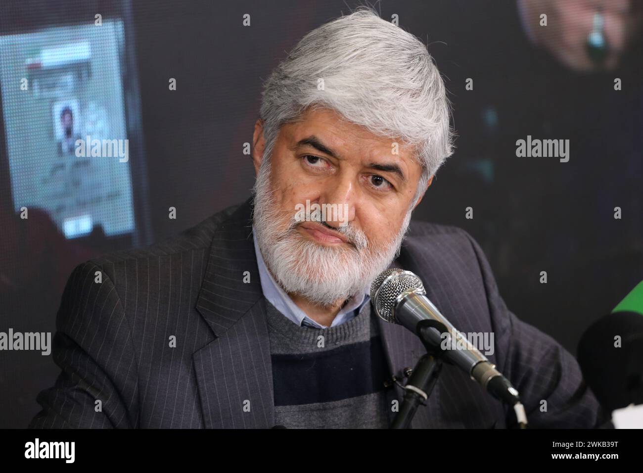 Tehran, Iran. 19th Feb, 2024. Iranian politician ALI MOTAHARI speaks to ...