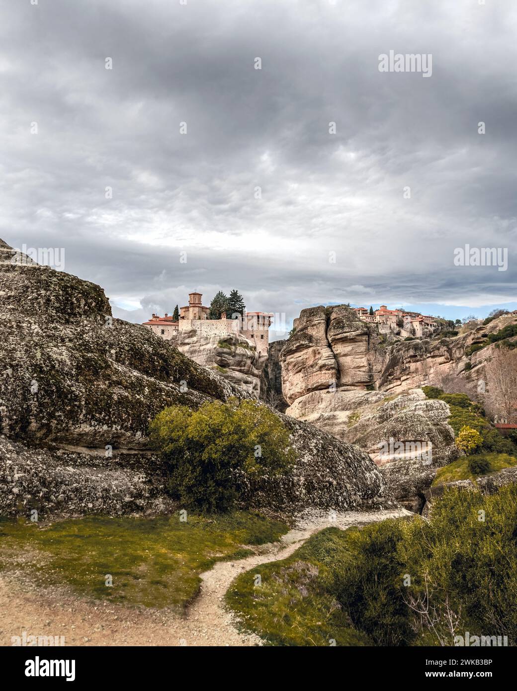 The unique Holy Meteora Monasteries near Kalambaka village Thessaly ...