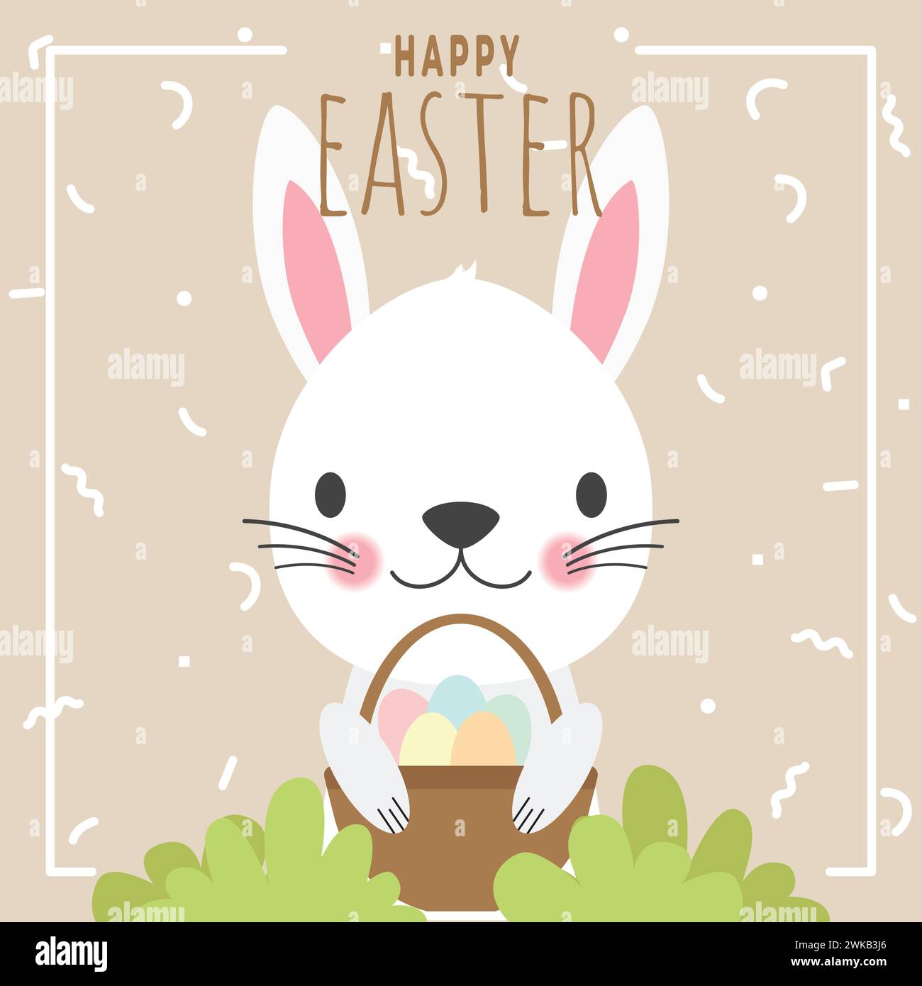 Happy easter day poster with cute bunny Vector Stock Vector Image & Art ...