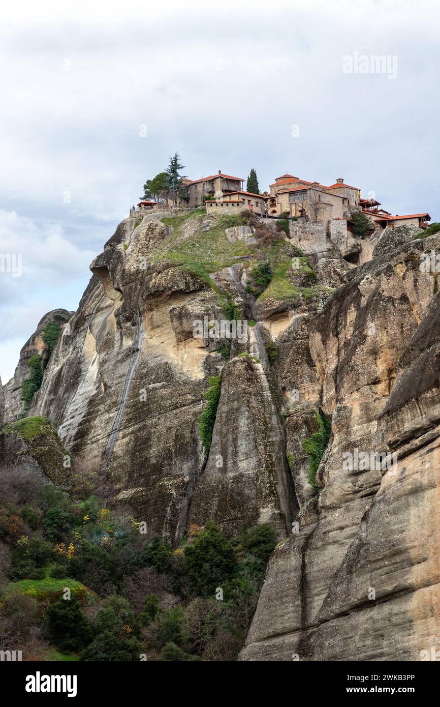 The unique Holy Meteora Monasteries near Kalambaka village Thessaly ...