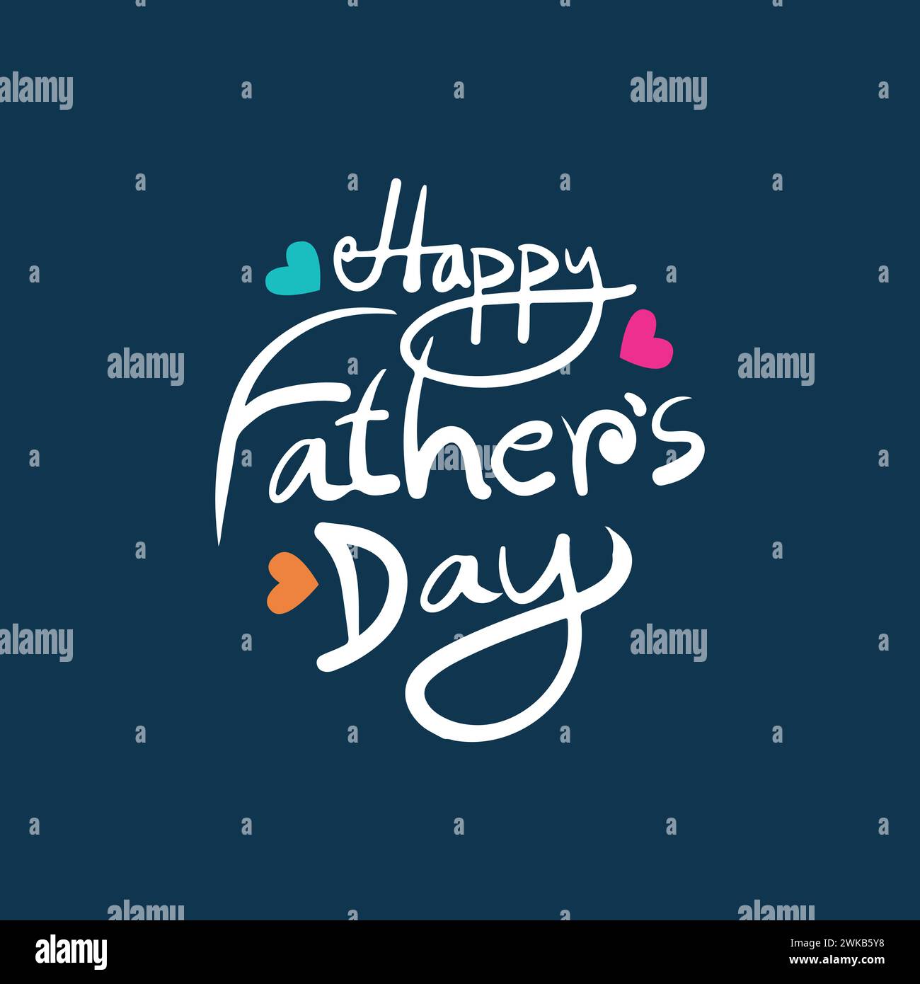 Happy Fathers day hand drawn lettering vector illustration to wishing ...