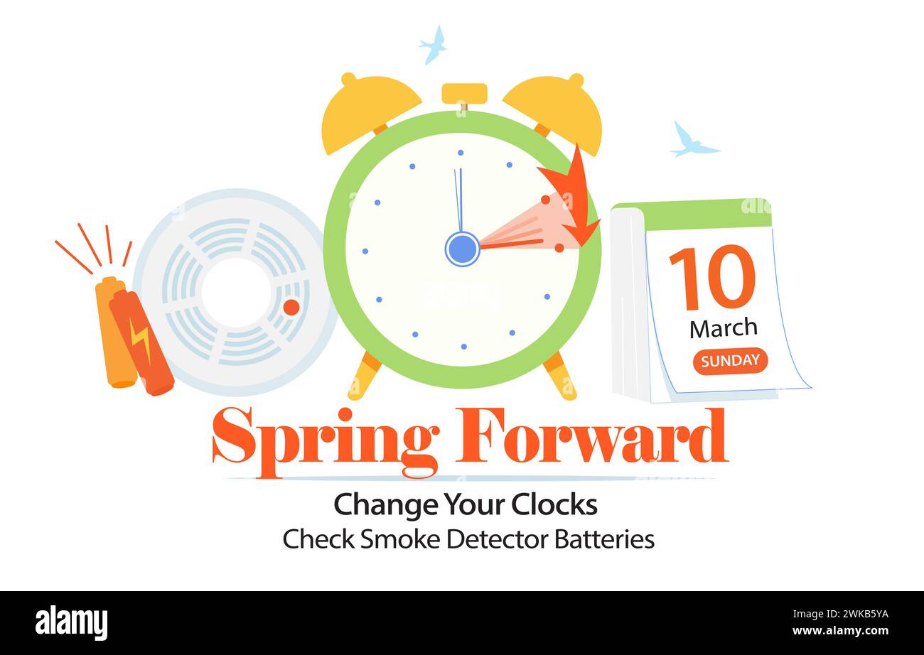 Daylight saving time begins 10 march 2024 banner. Spring Forward time ...