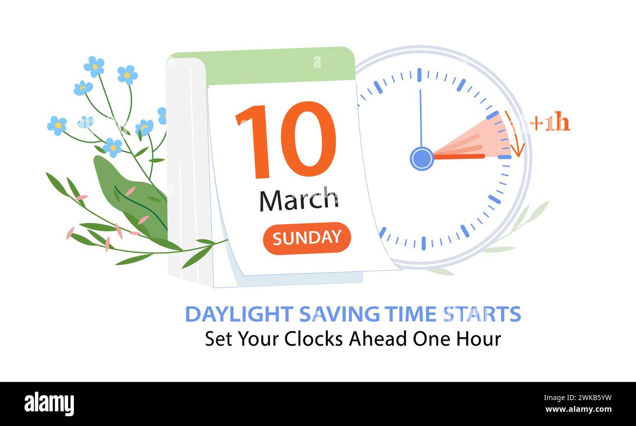 Daylight saving time, 2023 concept. Alarm clock and calendar with the ...