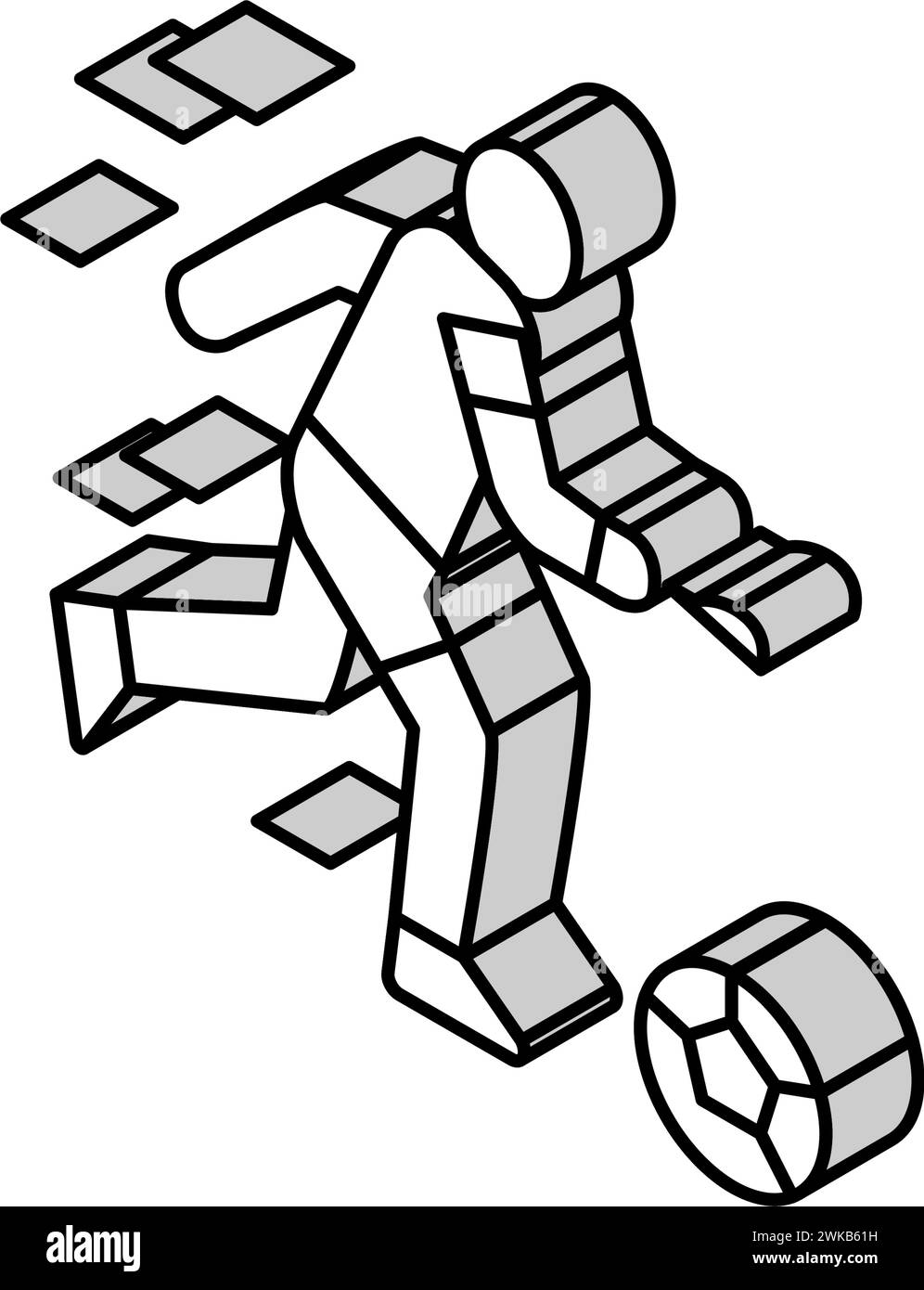soccer football playing handicapped athlete isometric icon vector ...
