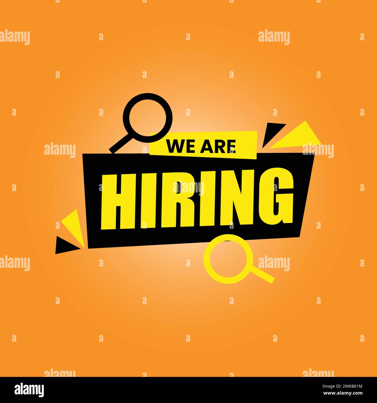 We Are Hiring Vector Template Design Hiring Black Typography With Shapes And Search Icon Job 1440