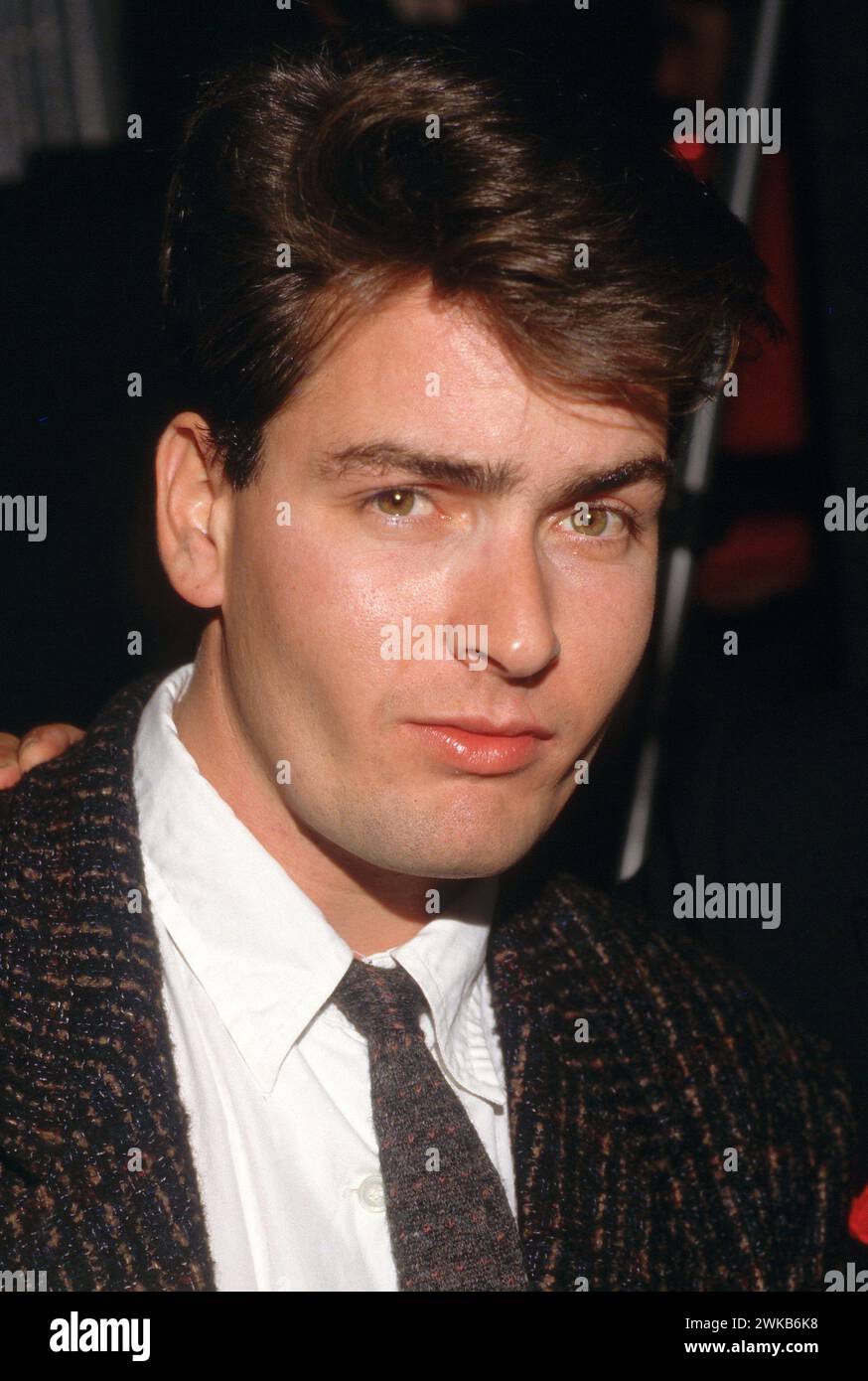 Charlie Sheen at the 10 Most Exciting Faces Party on January 25, 1987 ...