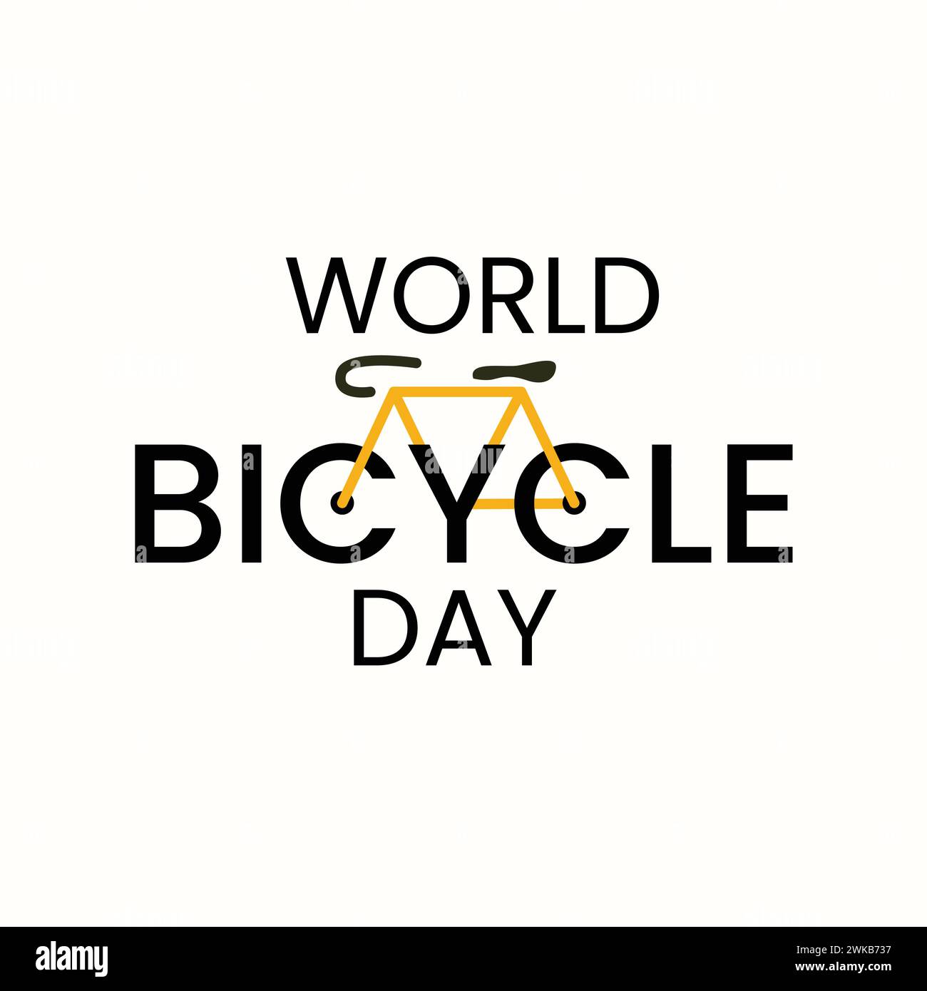World bicycle Day vector lettering with a yellow bicycle on it. Bicycle ...