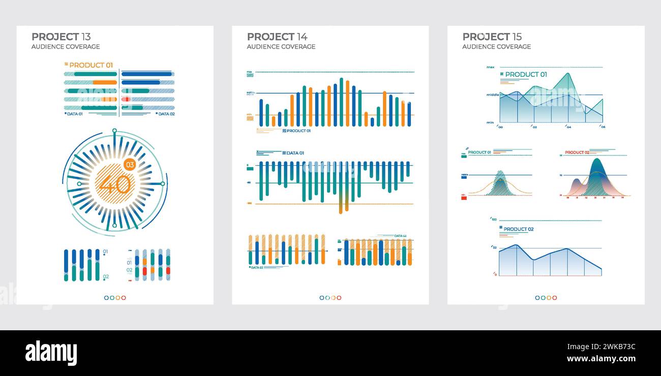 Modern business elements charts in color. Vector illustration Stock ...