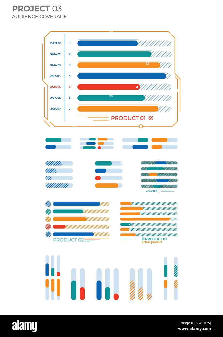 Modern business elements charts in color. Vector illustration Stock ...