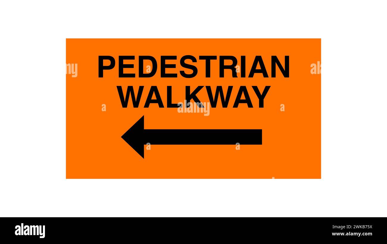 Sign showing te pedestrian walkway is to the left Stock Photo - Alamy