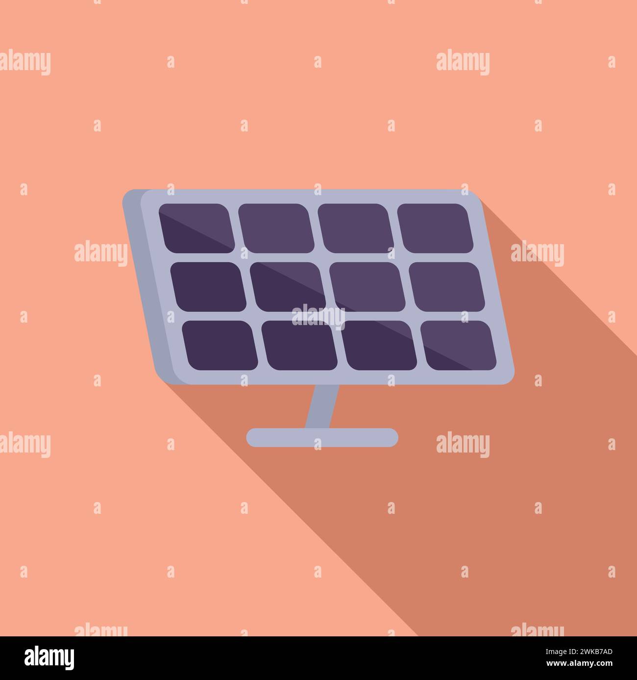 Field solar panel icon flat vector. Lamp cell power. Module source grid ...