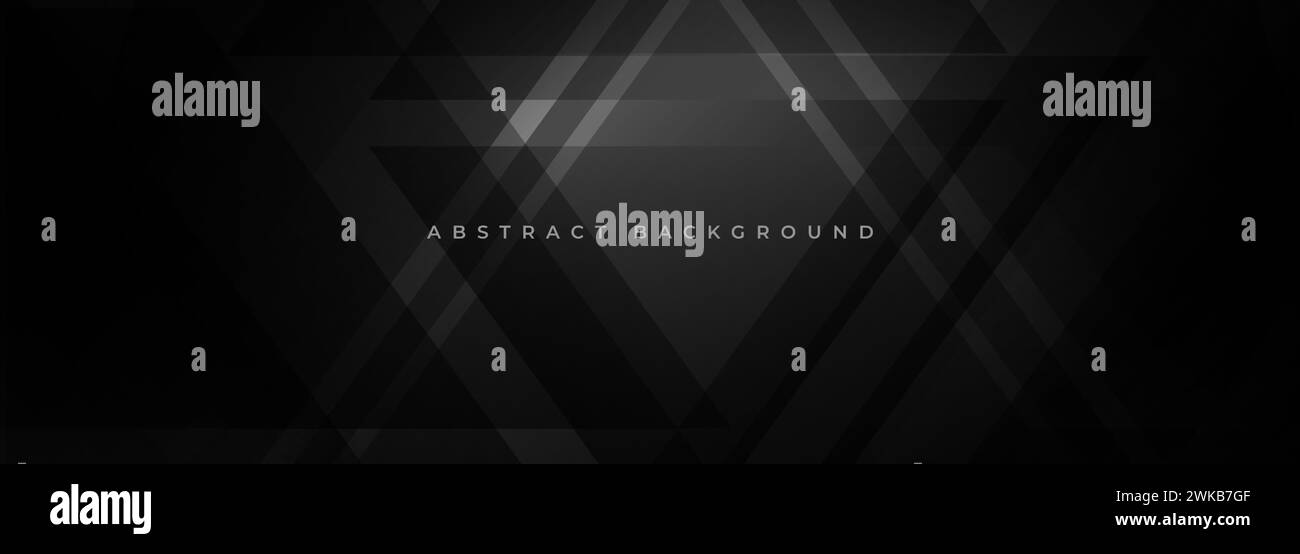 Black modern abstract wide banner with lines and geometric triangle ...