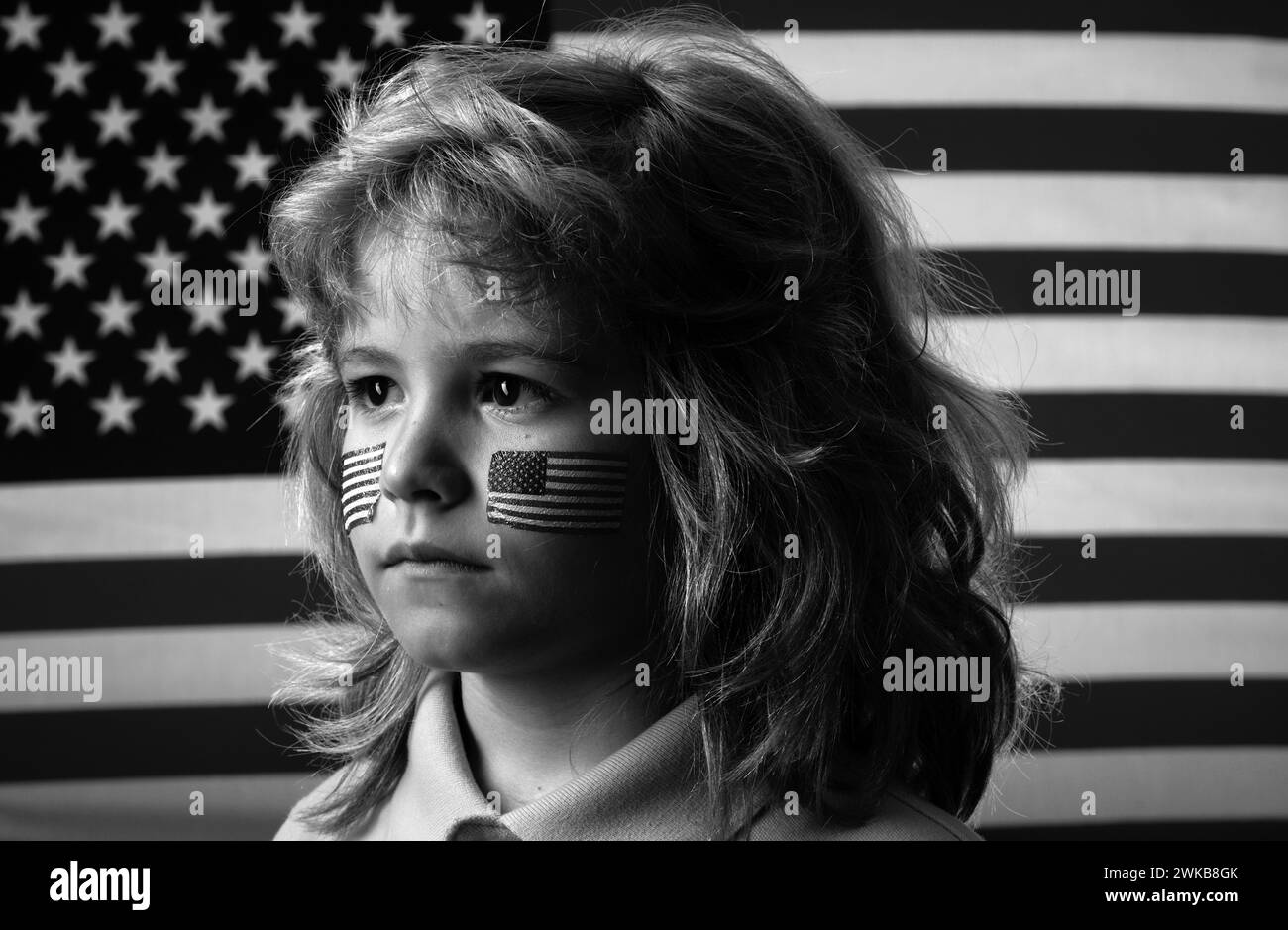American little patriot. Independence day 4th of july. Child with ...