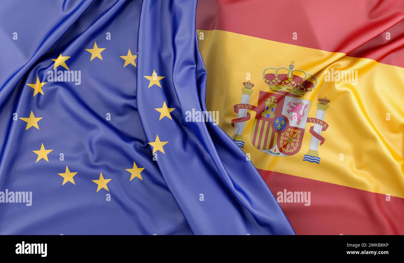 3d realistic flag spain hi-res stock photography and images - Alamy