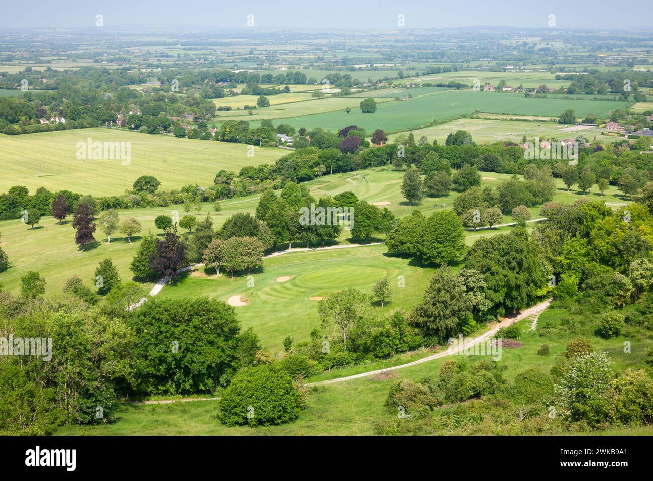 Aerial view of Aylesbury Vale, Buckinghamshire, UK. Golf course and ...