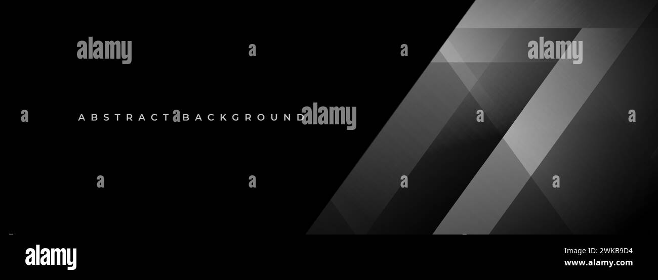 Black and grey modern abstract wide banner with lines and geometric ...