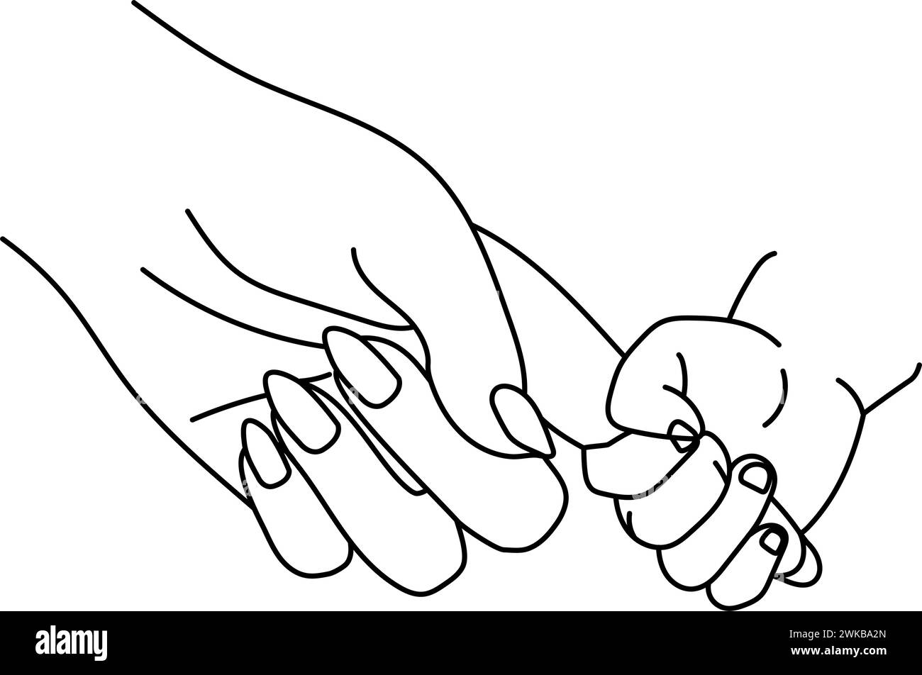 Outline of a hand holding a baby hand Vector Stock Vector Image & Art ...