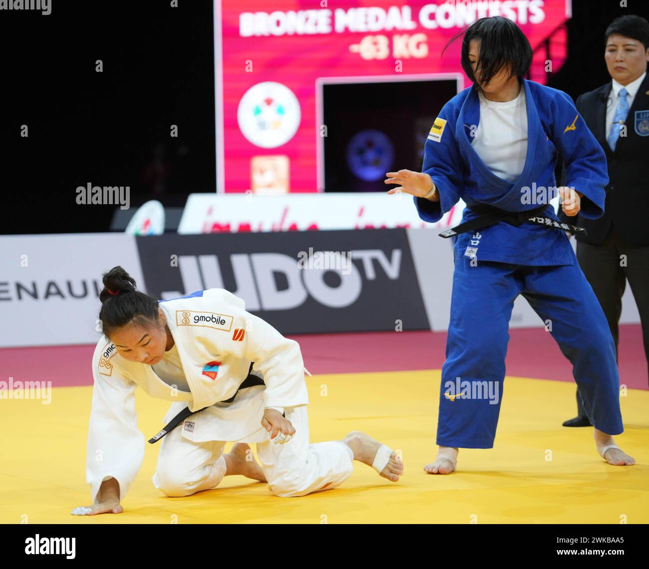 YAMAGUCHI KIRARI of JAPAN and BOLD GANKHAICH of MONGOLIA during the Paris Grand Slam 2024, IJF ...
