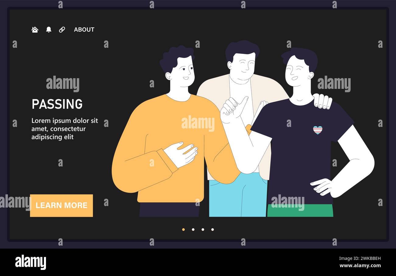 Gender transition and allyship web or landing. Friendship bond and ...
