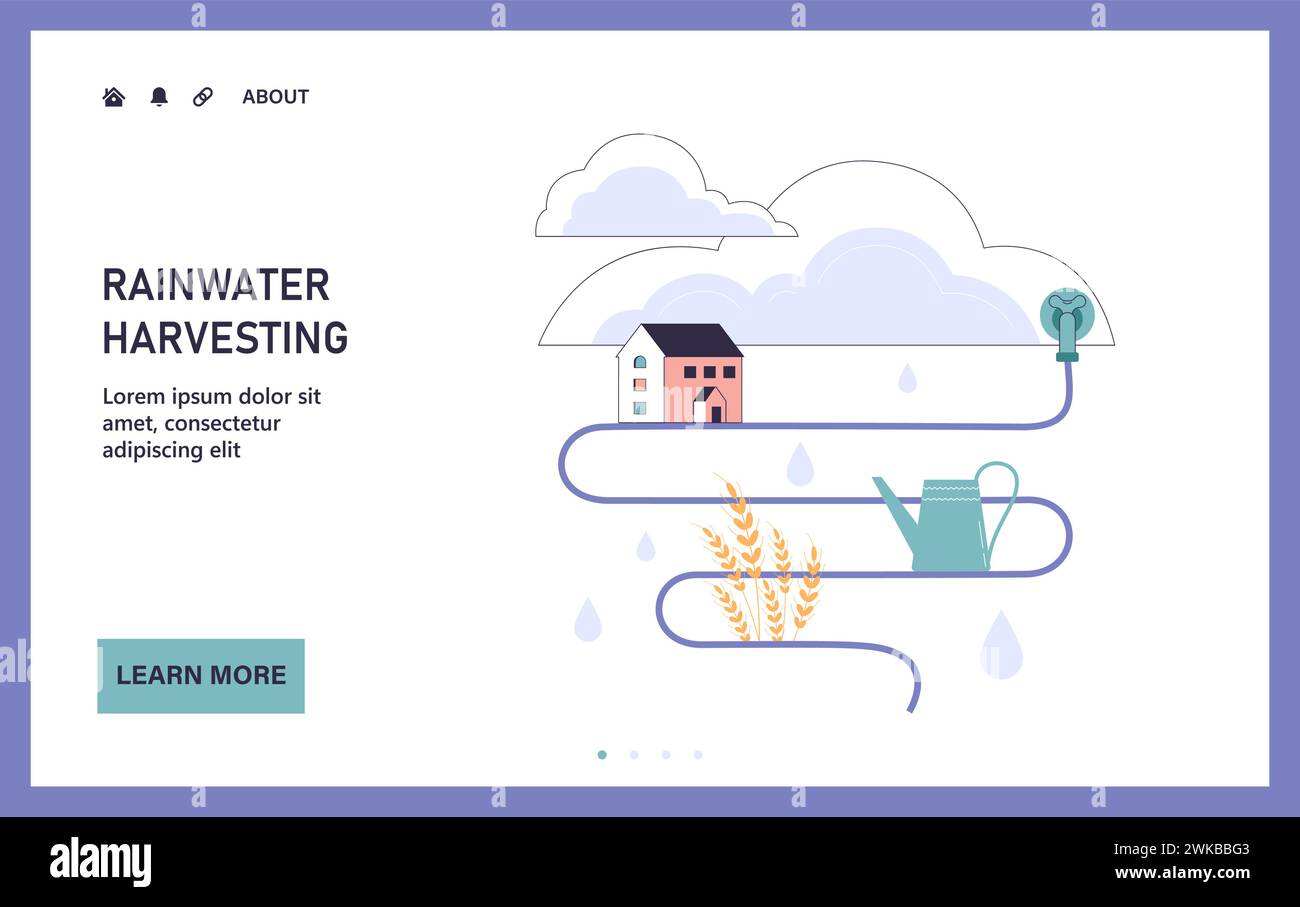 Rainwater harvesting web or landing. Sustainable practice of urban ...