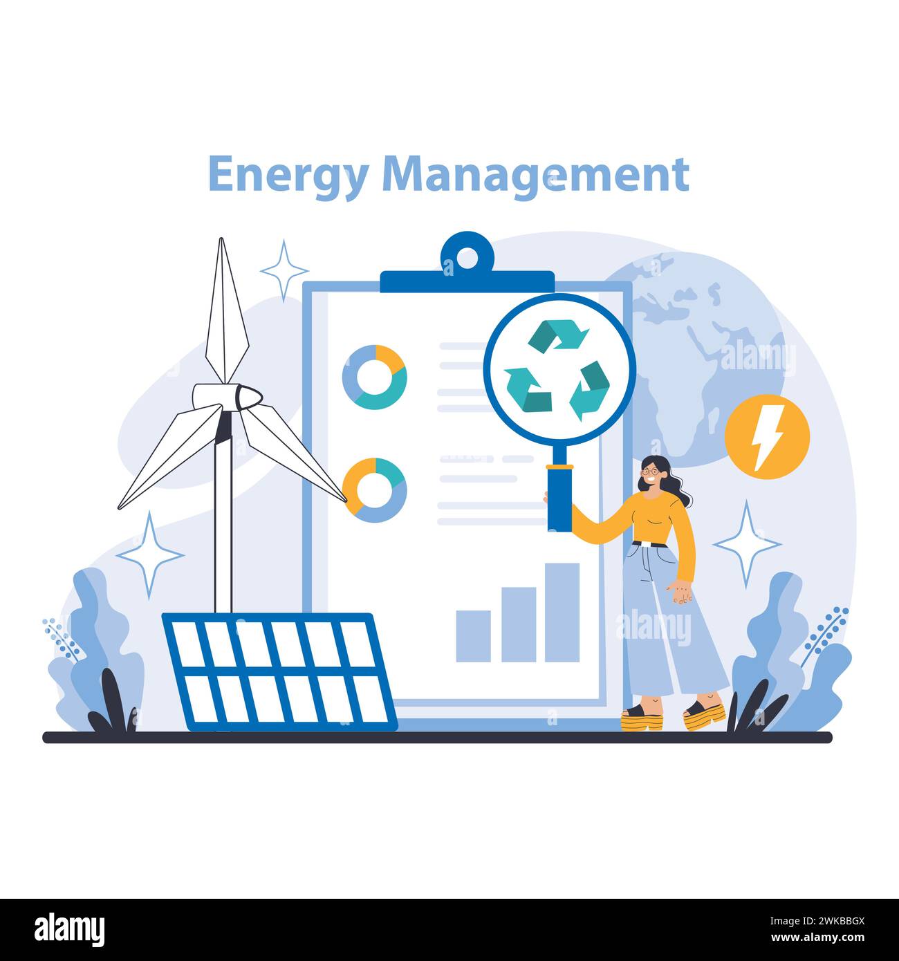Energy Management concept. Depicts the integration of renewable energy ...