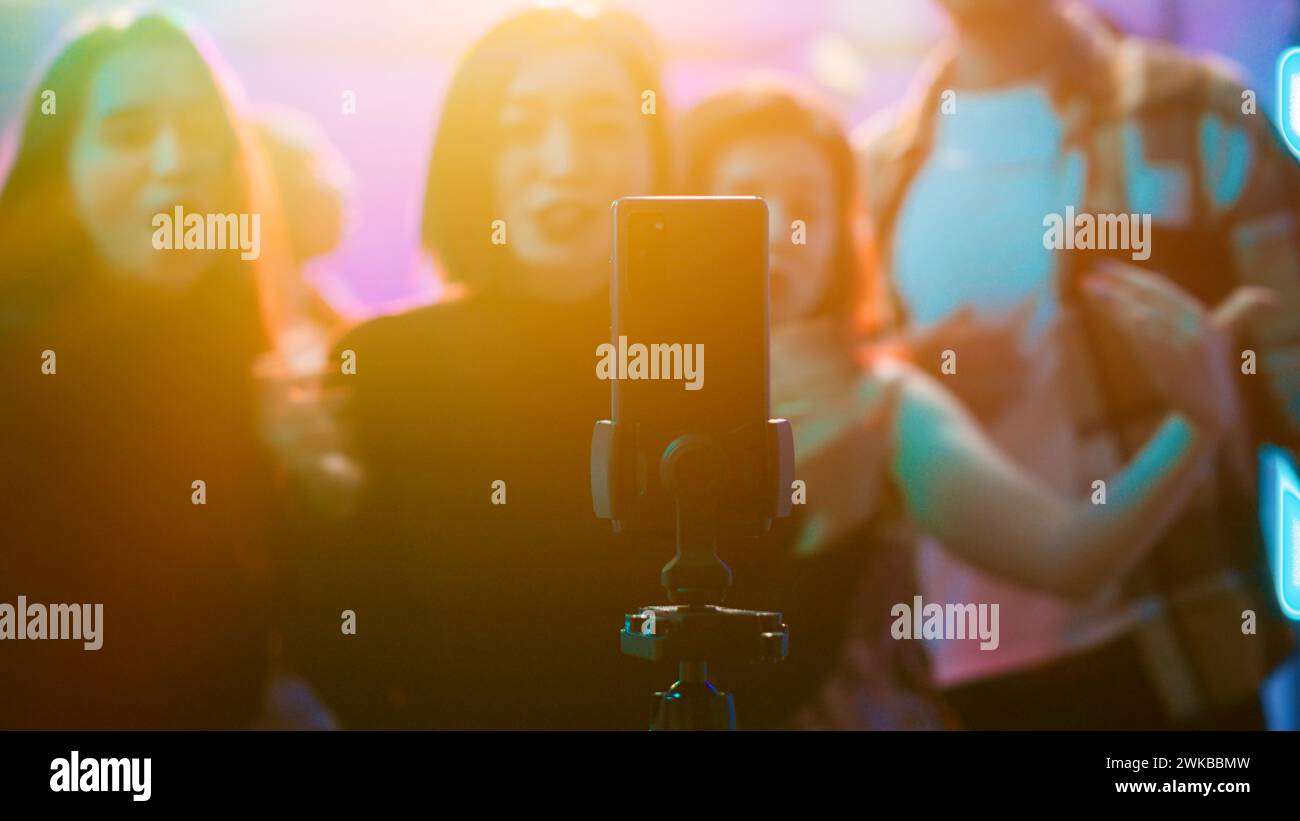 Happy women influencer dancing hi-res stock photography and images - Alamy