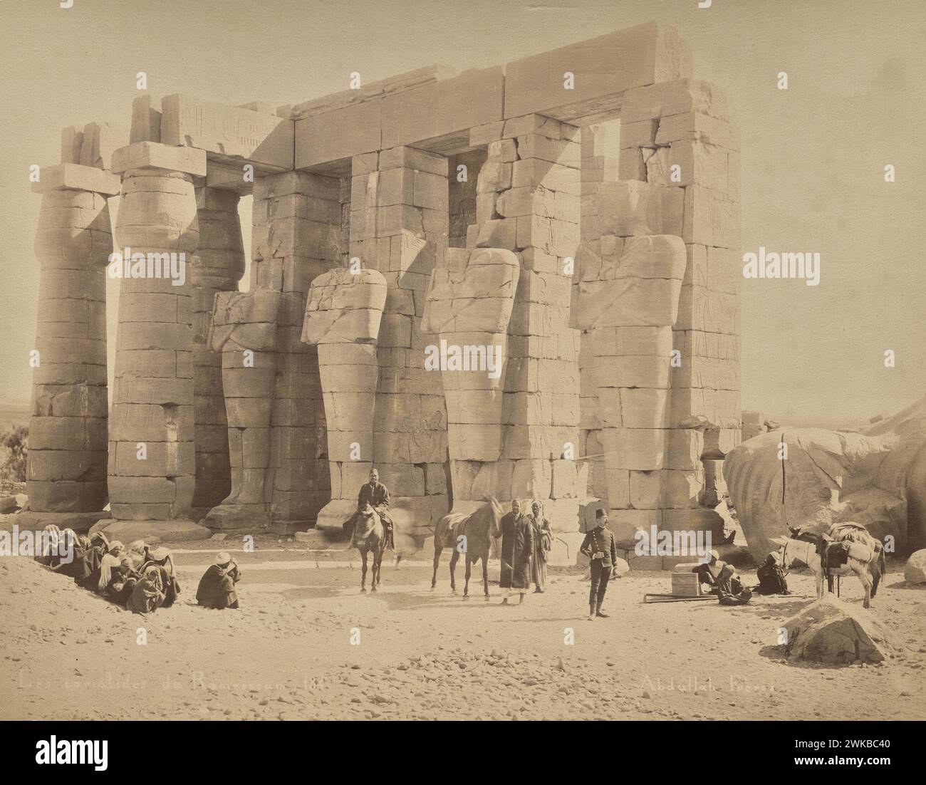 Caryatid of the Funerary temple of Ramses II, Ramesseum 134. 1870s By ...